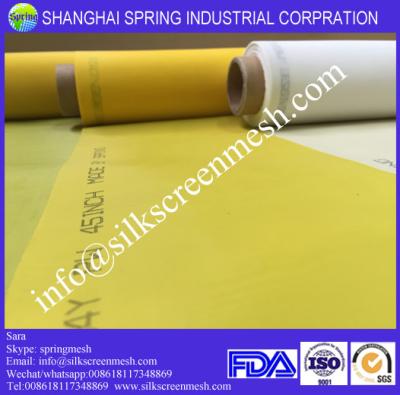 China screen printing on polyester mesh 72T white/yellow 100% polyester bolting cloth for sale