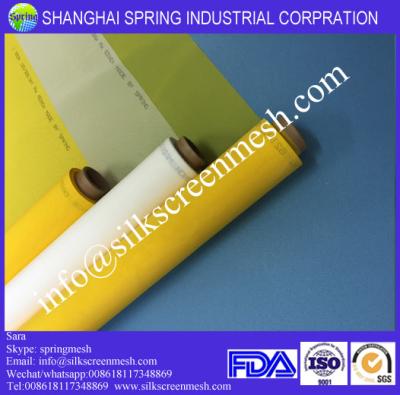 China 100% polyester monofilament screen printing mesh 72T white/yellow 55 micro silk screen mesh for sale
