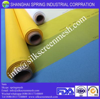 China 100% polyester monofilament screen printing mesh 72T white/yellow 55 micro silk screen mesh for sale