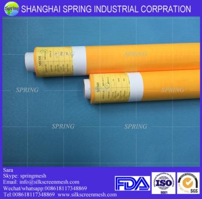 China 150T-34um(380mesh)Yellow woven monofilament fabric/Polyester Screen Printing Mesh en venta