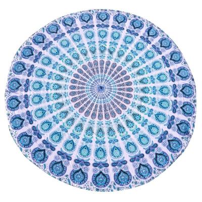 China Wholesale Custom Made Round Microfiber Fabric Beach Towels Yoga Mat Picnic Mat With Tassels for sale