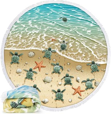 China Hot Sale Customized E-Commerce Stores Microfiber Printed Round Beach Towel For Summer for sale