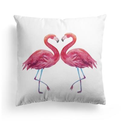 China OEM Serive Animal Bird Pattern Printed  Flamingo Sofa Seat White Cushion Covers for sale