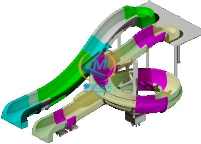 China Swiming Pool Fiberglass Water Park Slide with Nice Feature Custom Height for sale