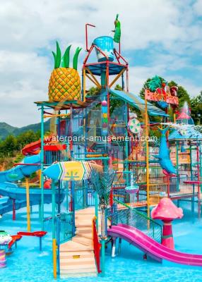 China Plastic Slide Water Playground with 8X6m Dimension for kids and family interaction for sale