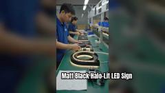 Custom Matt Black Warm White Halo-Lit LED Office Signage with Standoffs