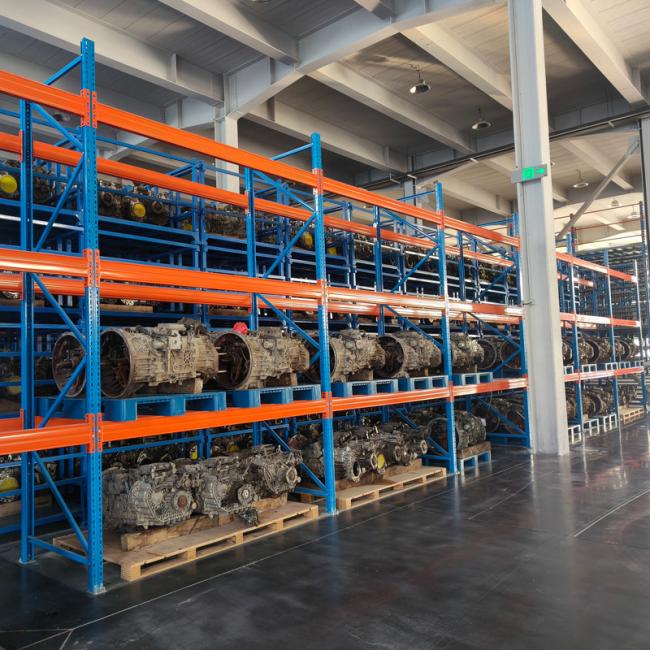 Warehouse pallet racking system in use