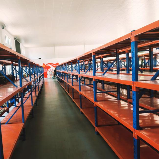 Shelving rack in industrial storage configuration