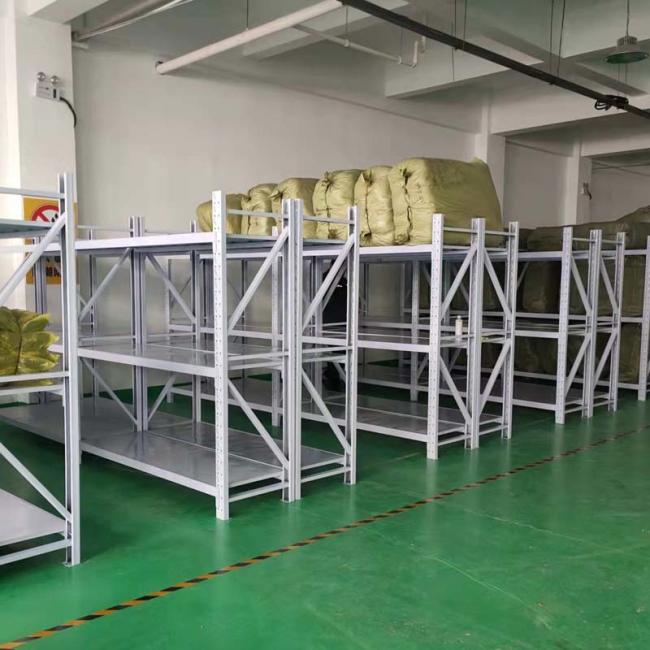 Industrial shelving rack with heavy-duty construction
