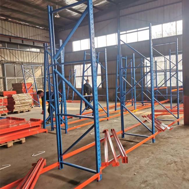 Heavy-duty metal rack with adjustable shelf positions