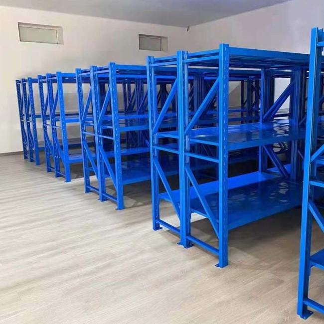 Warehouse shelving system with multiple units installed