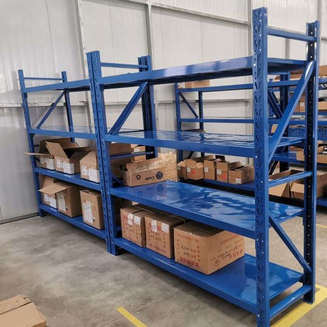 Close-up detail of shelving rack construction showing durable joints