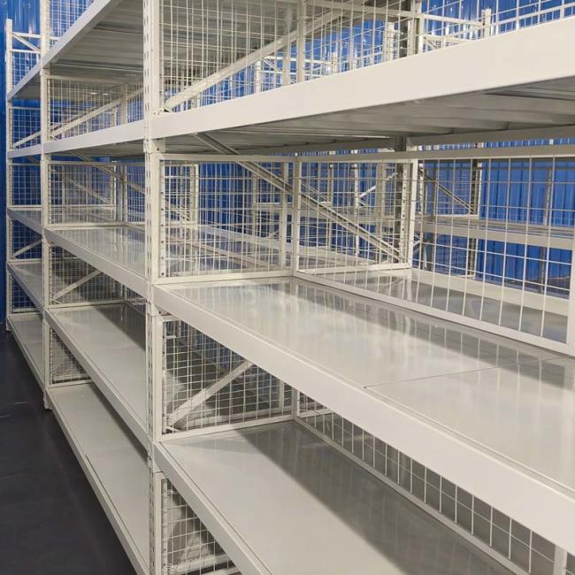 Shelving rack loaded with industrial parts demonstrating versatility