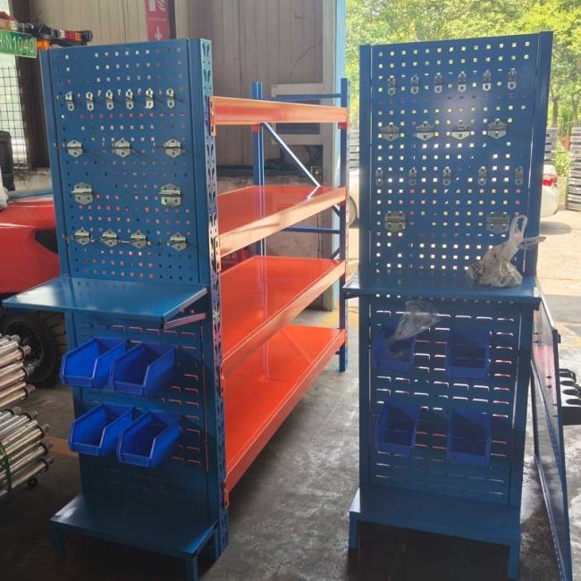 Close-up of adjustable shelving mechanism