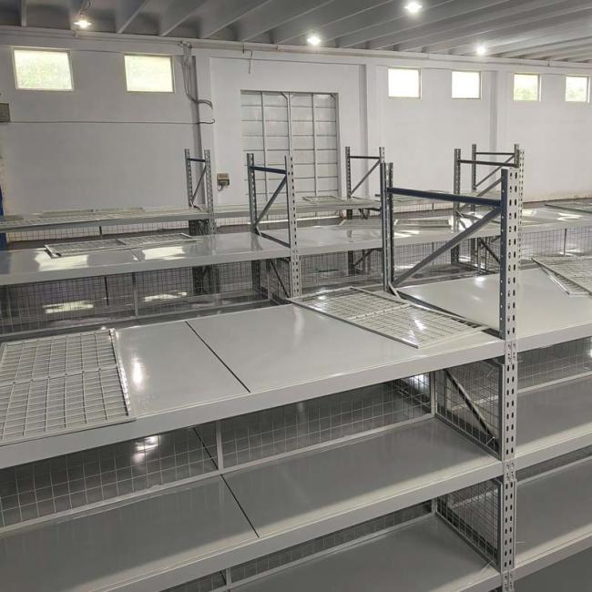 Warehouse shelving rack in industrial setting