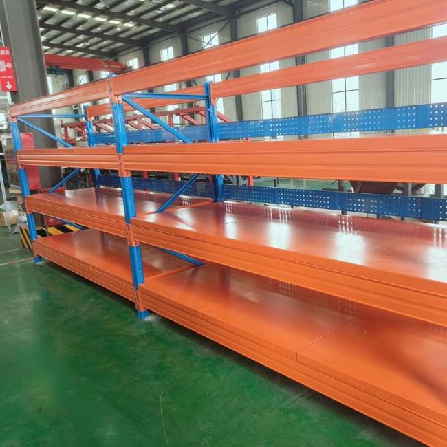5-shelf metal storage rack in warehouse setting