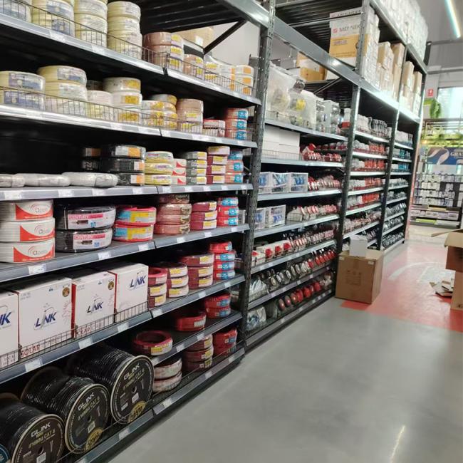 Modern retail shelving unit with product display