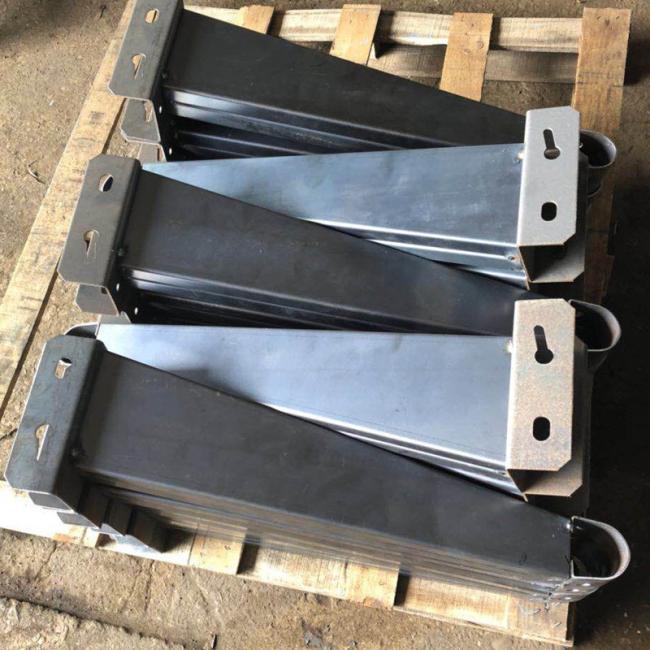 Close-up of cantilever racking connection points