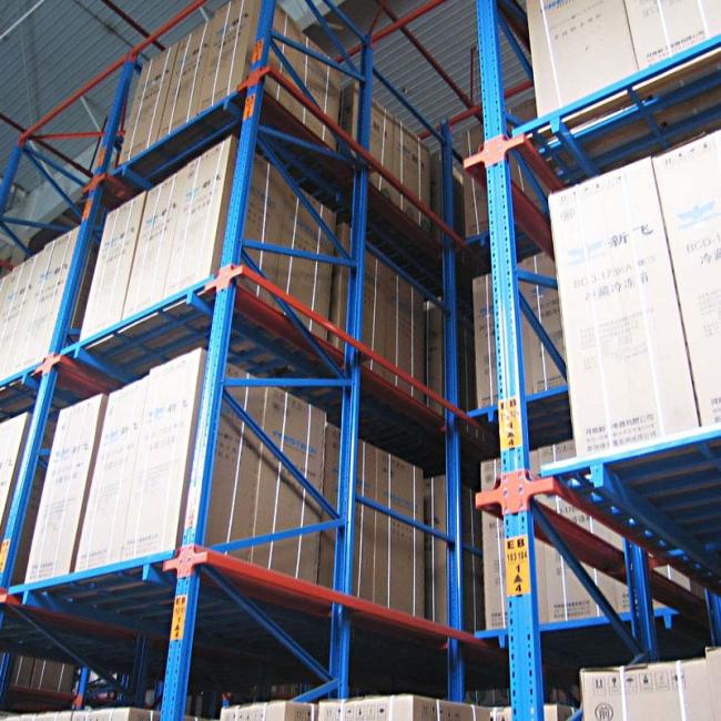 Close-up view of Drive In Rack steel construction