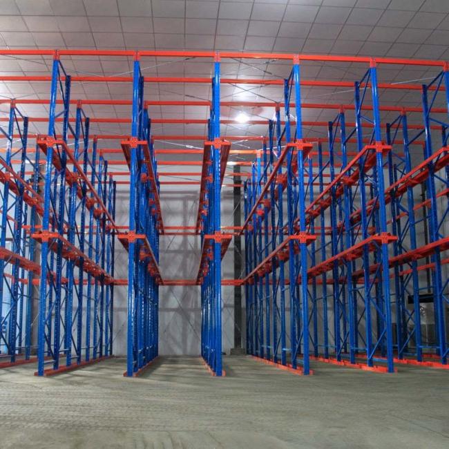 Customized drive-in pallet racking system installed in warehouse