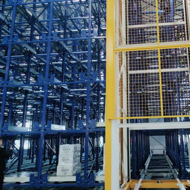 Shuttle racking system with blue powder coating finish