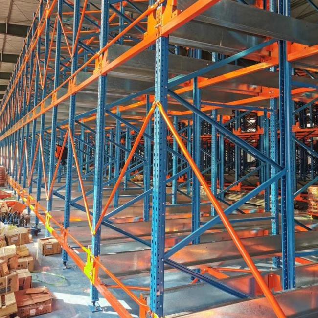 Technical diagram showing shuttle racking system components