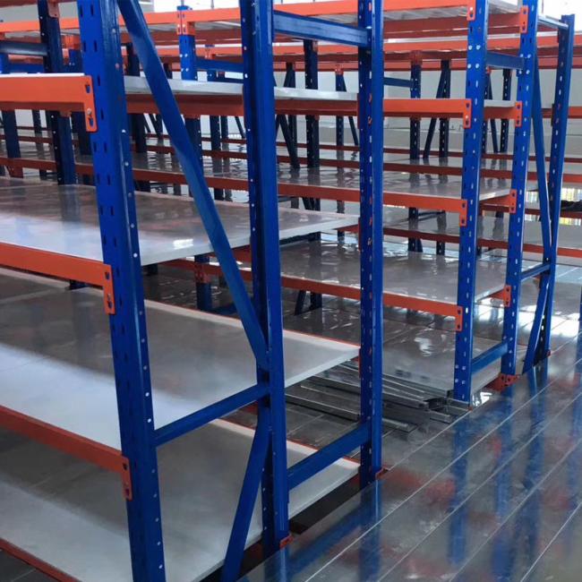 Custom warehouse storage solution in use