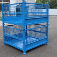 China Robust Construction Grid Material Metal Pallet Crate Folding Mesh Container 2000kg for sale