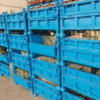 China Robust Construction Grid Material Metal Pallet Crate Folding Mesh Container 2000kg for sale