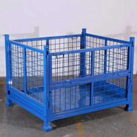 China Customized Stackable Pallet Cage Powder Coating Steel Bulk Bins 1000kg Load Capacity for sale