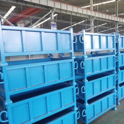 China Industrial Grade Steel Grid Metal Pallet Box Powder coated For Warehouse Storage for sale