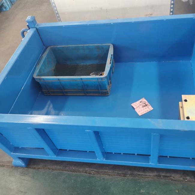 Multiple grid metal pallet bins stacked together