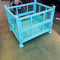 China Steel Constructed Stackable Pallet Boxes Folding Design For Warehouse Organization for sale