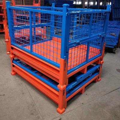 China Heavy Duty Stackable Metal Pallet Cage For Warehouse Storage Mesh Bins for sale