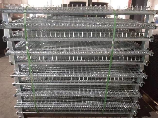 Wire mesh container in shipping configuration
