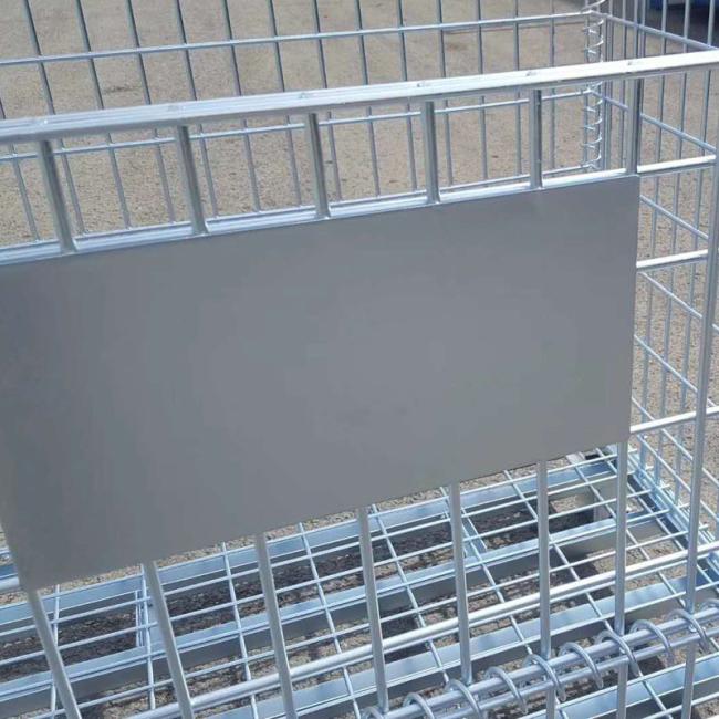 Wire mesh containers in industrial storage facility