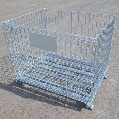 China Stackable 4 Wire Mesh Cages High Storage Galvanized Construction Metal Pallet Cage for sale