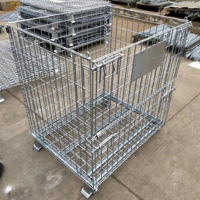 Side view of folded storage cage