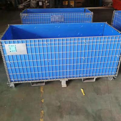 China Galvanized Surface Wire Mesh Storage Cages Wire Container 4 High Stacking Height for sale