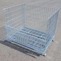 China Galvanized Surface Wire Mesh Storage Cages Wire Container 4 High Stacking Height for sale