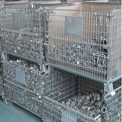 China Stacking Design Folding Steel Wire Mesh Cages 500KG-1000KG For Transfer And Storage for sale