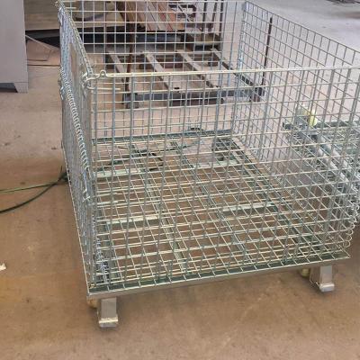 China Medium Duty Foldable Stackable Large Wire Mesh Container Rust Resistant 500-1000KG Capacity for sale