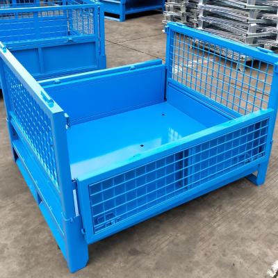 China Customizable Industrial Storage Metal Pallet Box For Warehouse Storage Cage for sale