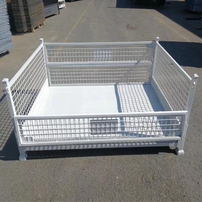 China Customized Steel Stackable And Foldable Metal Pallet Box Warehouse Storage Cage for sale