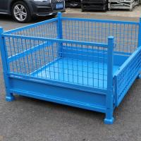 China Customized Collapsible Folding Stackable Metal  Grid Material Box Storage Mesh Bins for sale