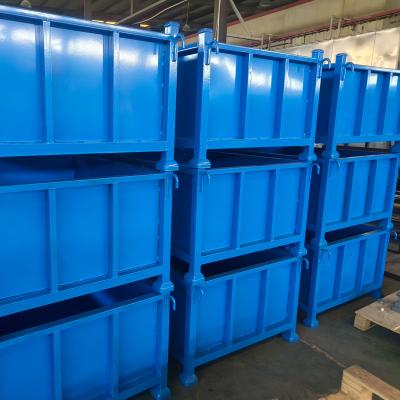 China Steel Material Metal Pallet Box Heavy Duty Collapsible Folding Stackable  Material Box for sale