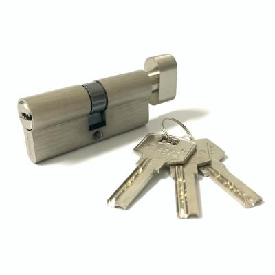 China Single Open Brass Cylinder Lock Custom Size One Side Key Cylinder Silver for sale