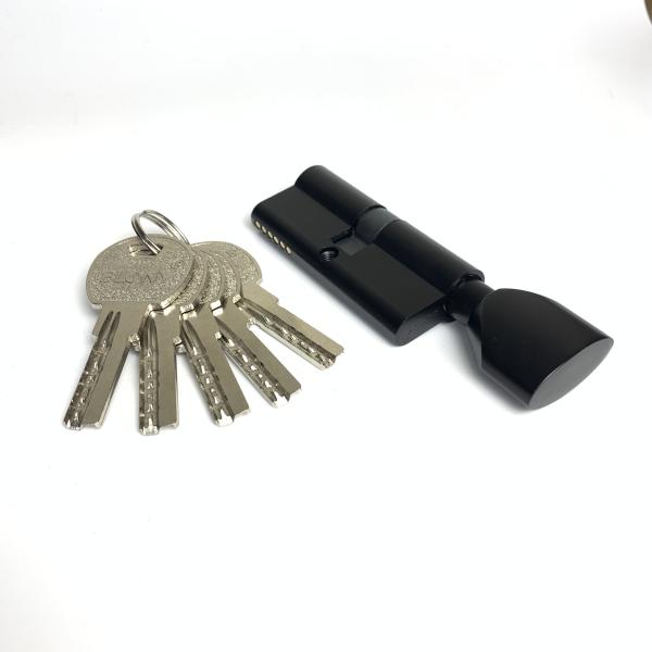 Quality 70mm Zinc Brass Cylinder Single Open Cylinder Door Lock Black With Solid Zinc for sale