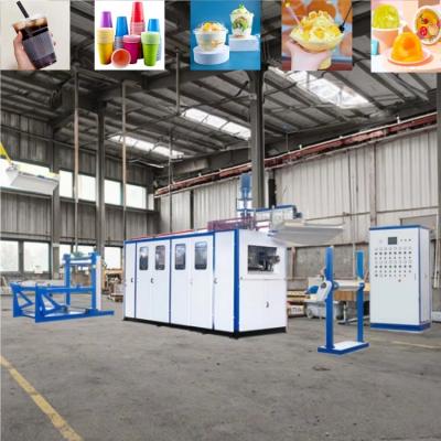 China Affordable Price Plastic Thermoforming Machine with 4100*1500*2200mm Dimensions 60-70L/min Water Consumption and 0.7-1.0Mpa Air Pressure for sale