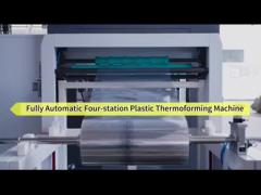 Máquina de termoformado de plástico de cuatro estaciones totalmente automática